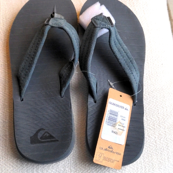 Quiksilver | Shoes | New Quiksilver Gray Flip Flops Beach Shoes Sandals ...